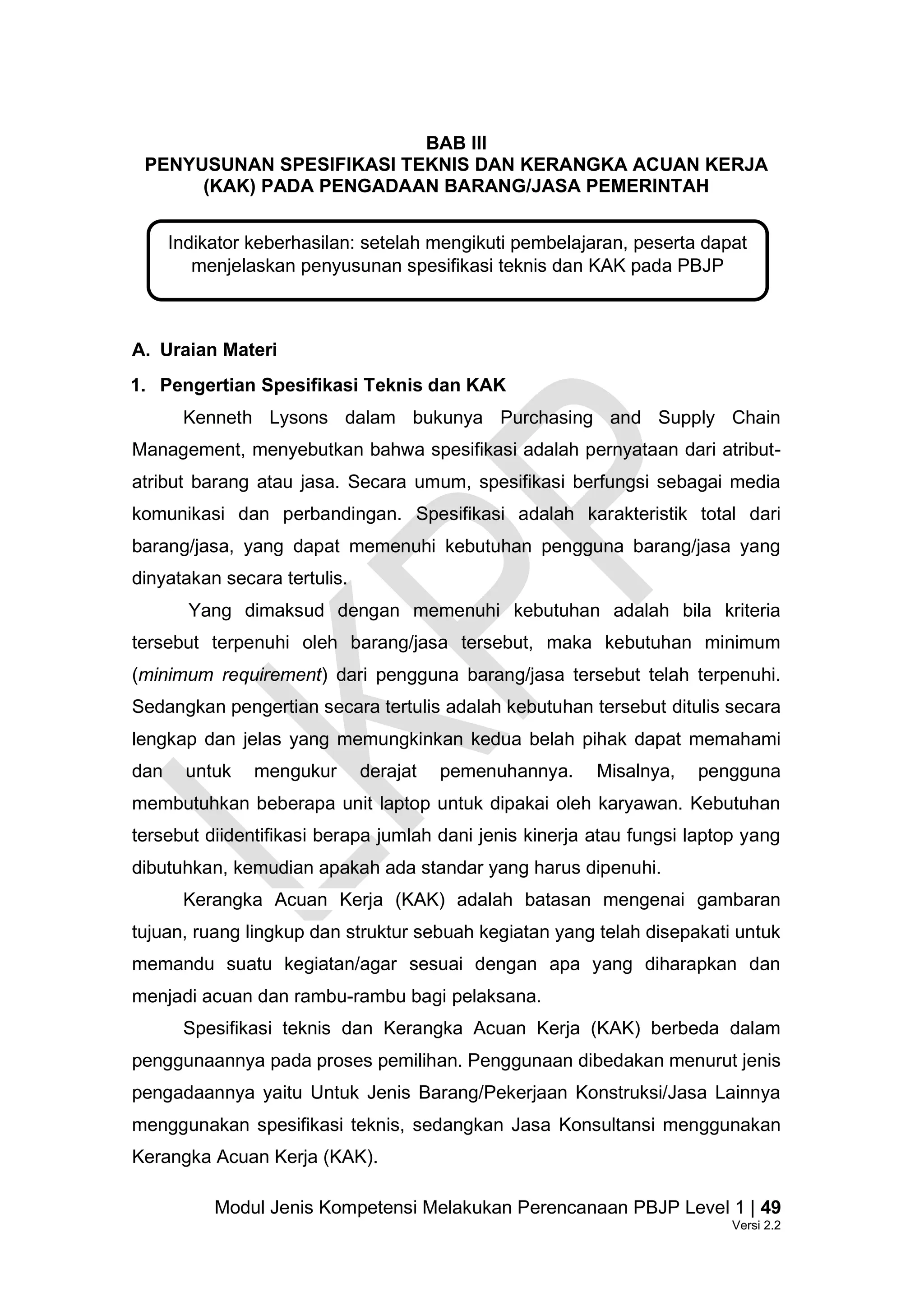 Modul 3 JK Melakukan Perencanaan PBJP Level 1 | PDF