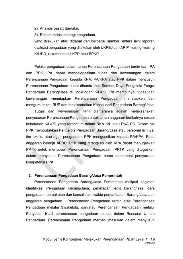 Modul 3 JK Melakukan Perencanaan PBJP Level 1 | PDF