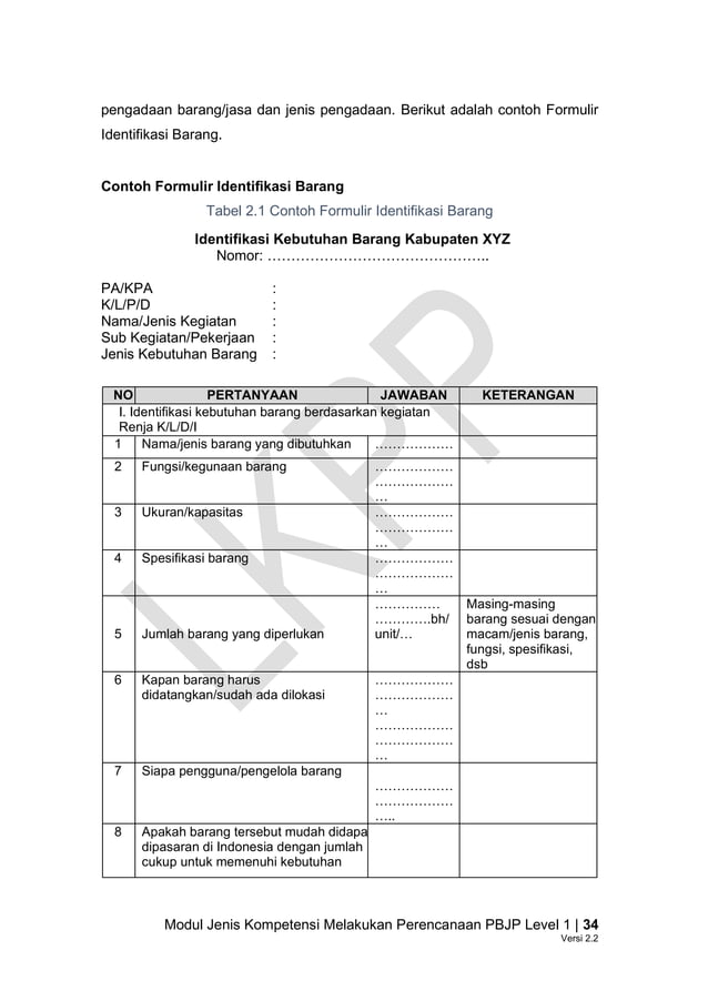 Modul 3 JK Melakukan Perencanaan PBJP Level 1 | PDF