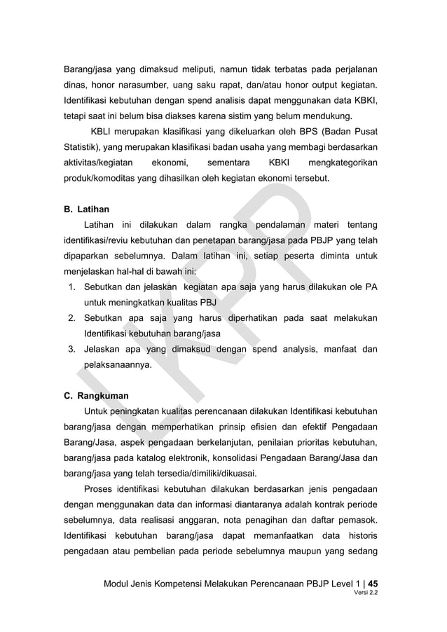 Modul 3 JK Melakukan Perencanaan PBJP Level 1 | PDF