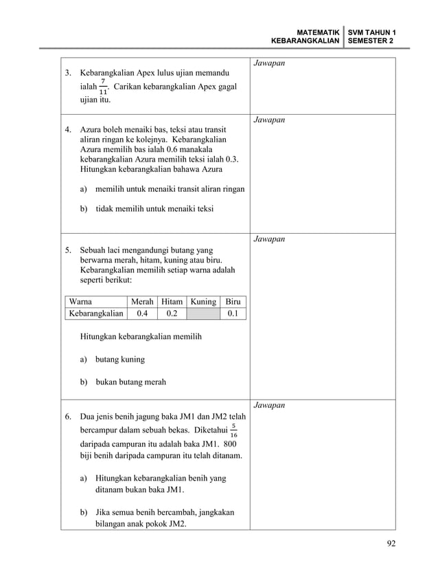Modul 3 : Kebarangkalian | PDF