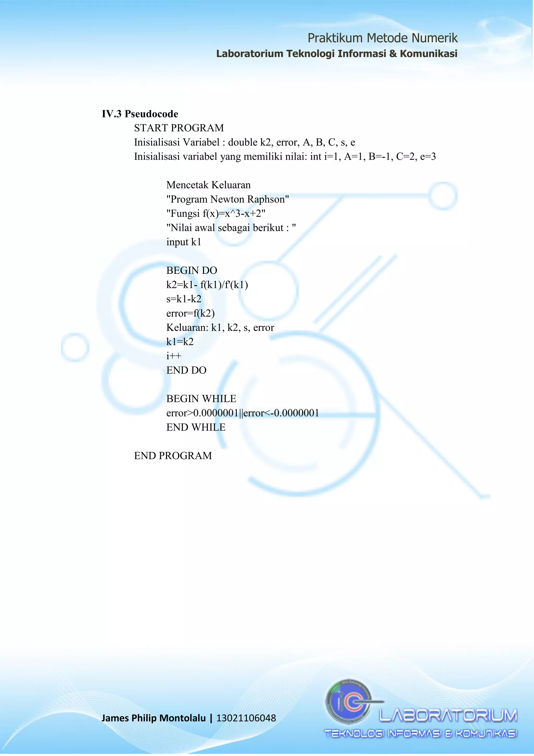 Modul3 metode newton raphson praktikum metode numerik | PDF