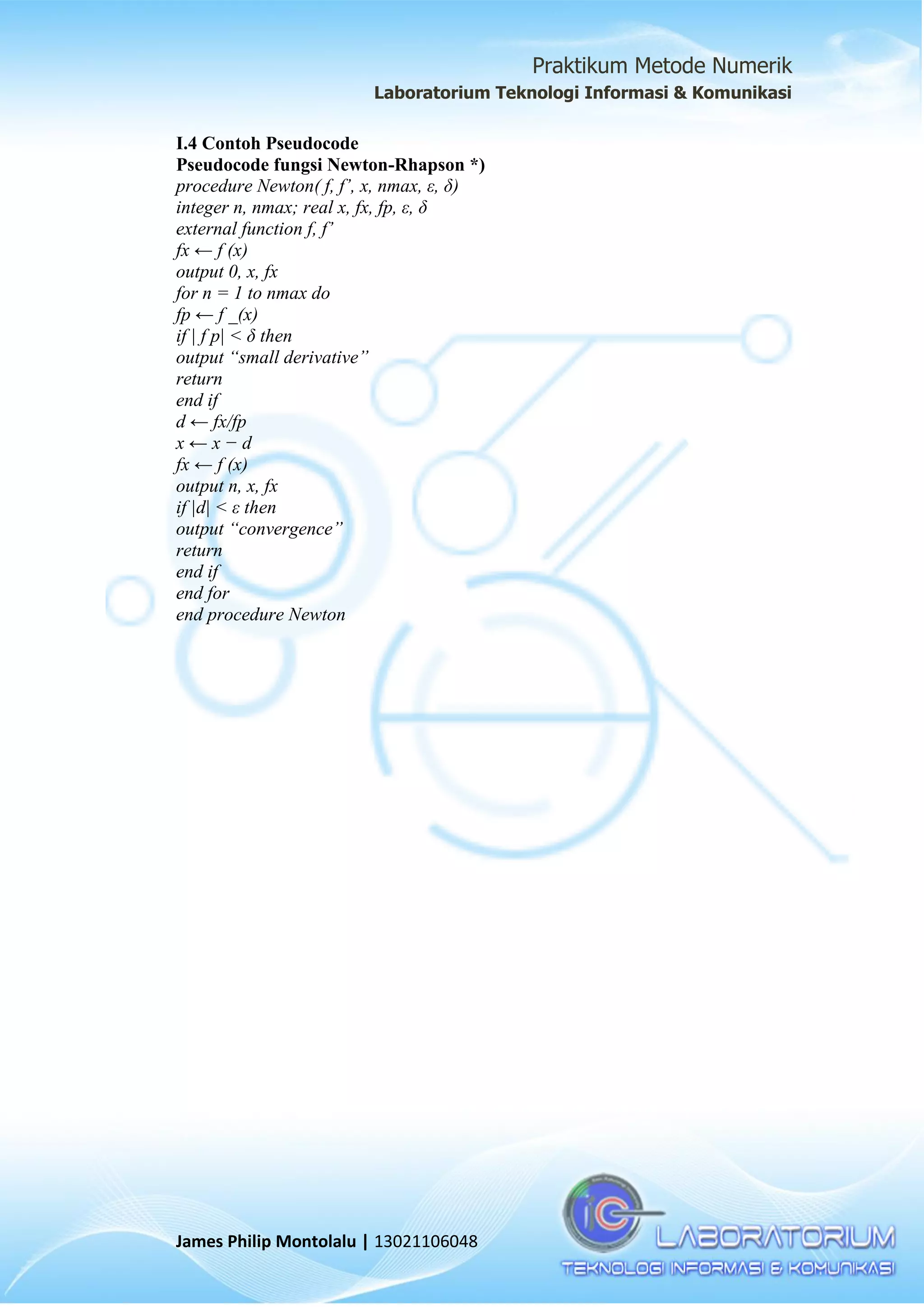 Modul3 metode newton raphson praktikum metode numerik | PDF