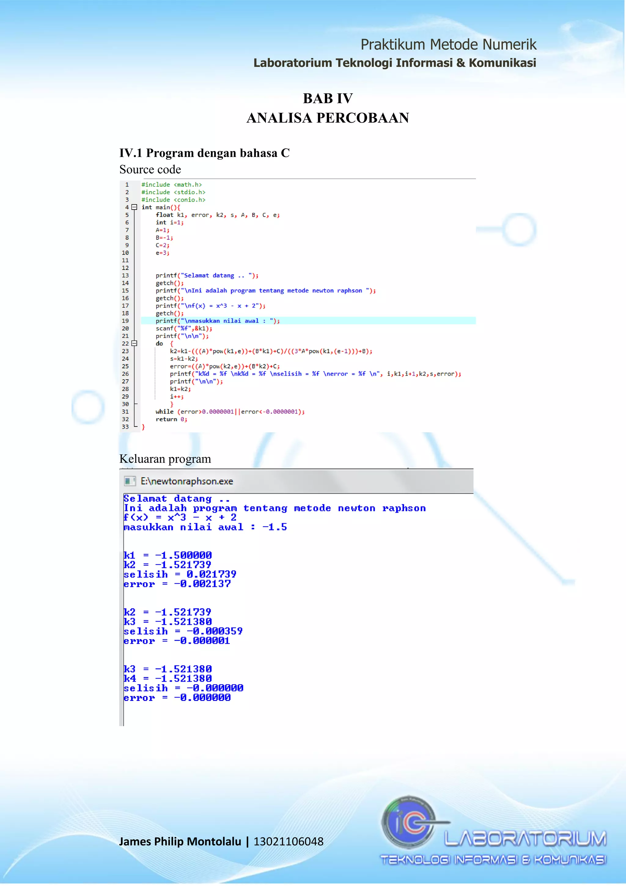 Modul3 metode newton raphson praktikum metode numerik | PDF