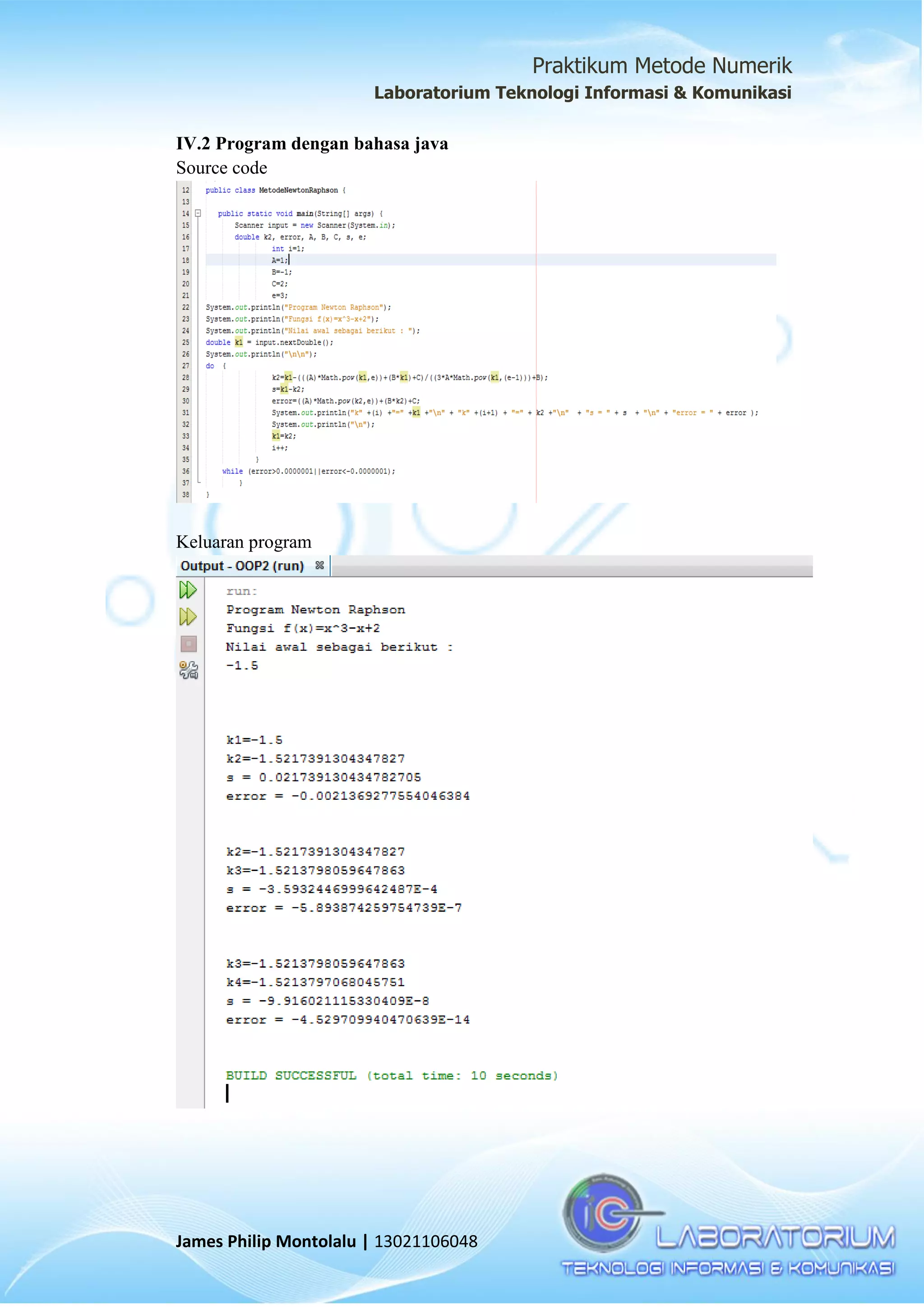 Modul3 metode newton raphson praktikum metode numerik | PDF