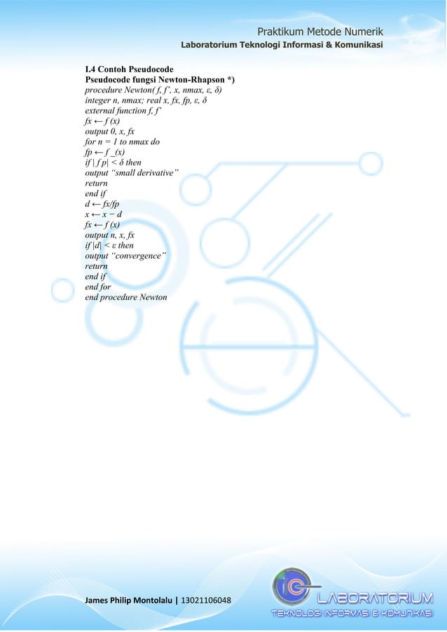 Modul3 metode newton raphson praktikum metode numerik | PDF