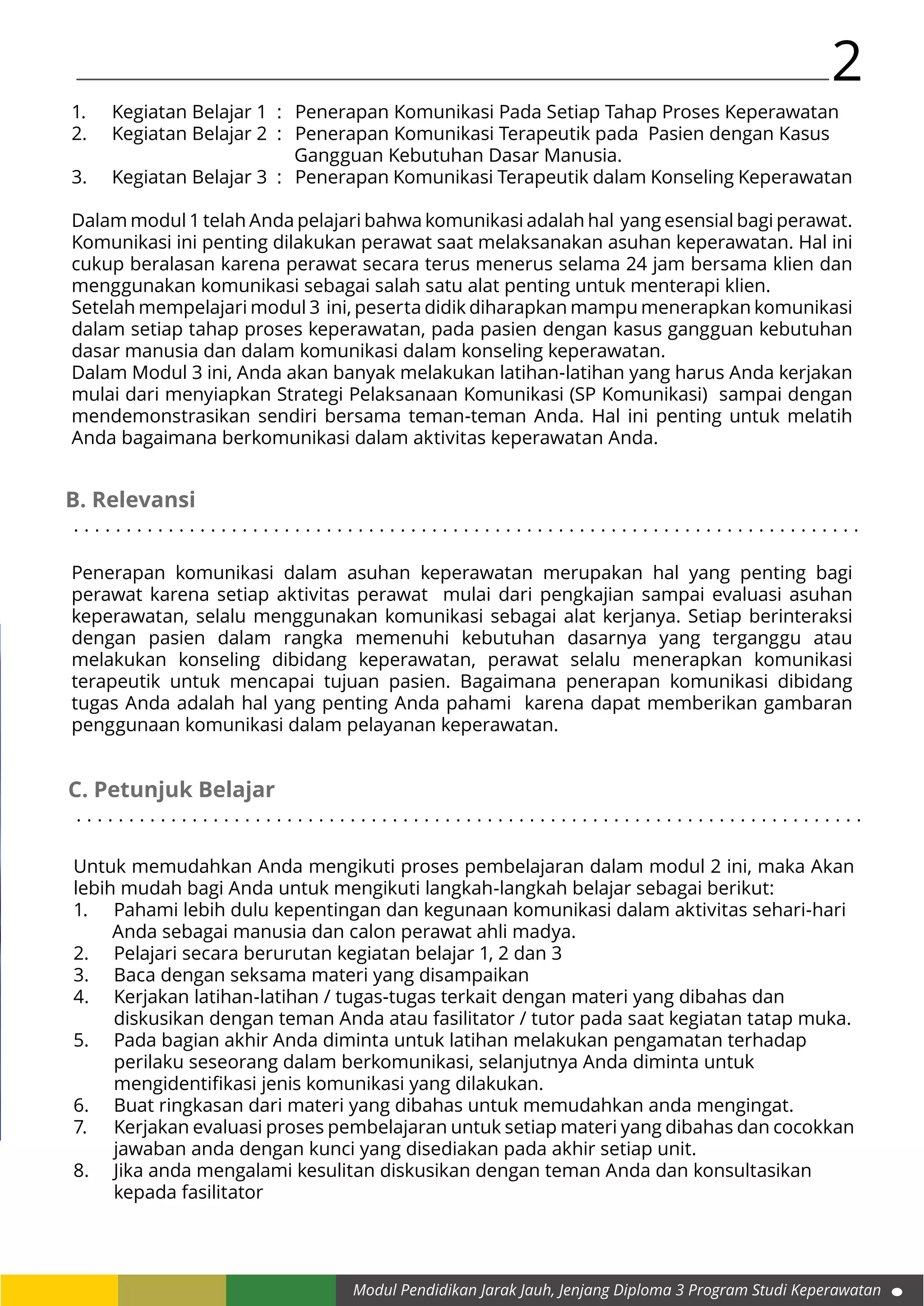 Modul 3 penerapan komunikasi dalam asuhan keperawatan | PDF