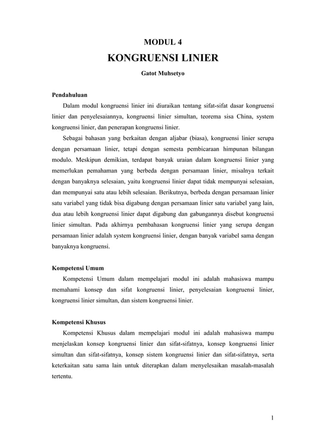 Modul 4 kongruensi linier | PDF
