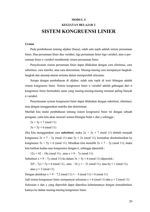 Modul 4 kongruensi linier | PDF