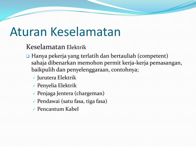 Asas Keselamatan dalam Kerja Elektrik: Modul 4 - Langkah Pencegahan | PPTX