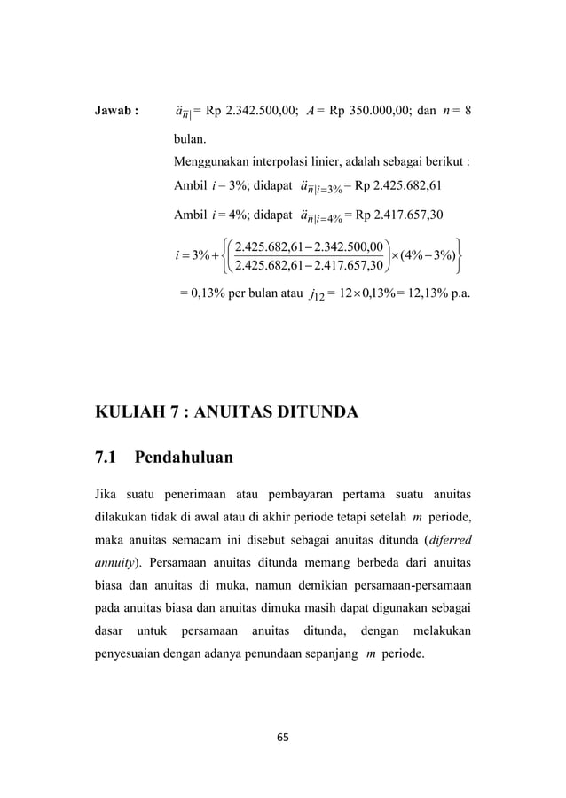Anuitas di Muka dan Ditunda (Matematika Keuangan) | PDF