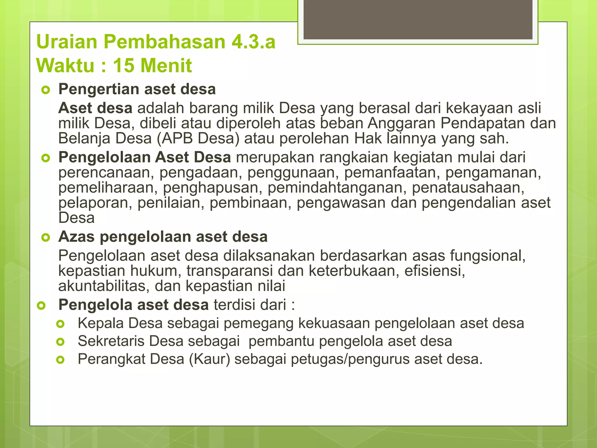 Modul Aset Desa | PPTX