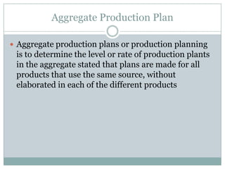 Aggregate Planning and RCCP | PPTX