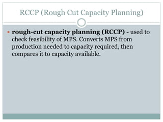 Aggregate Planning and RCCP | PPTX