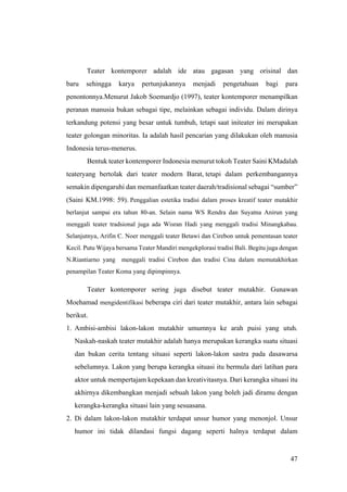 MODUL IV SENI BUDAYA KB 2: TEATER TRADISIONAL, MODERN, DAN KONTEMPORER | PDF