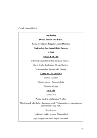 MODUL IV SENI BUDAYA KB 3: NASKAH TEATER TRADISIONAL, MODERN, DAN KONTEMPORER | PDF