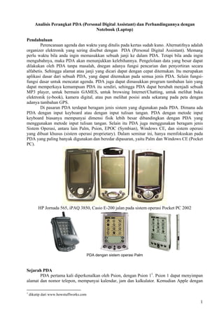 Analisis Perangkat PDA (Personal Digital Assistant) | PDF