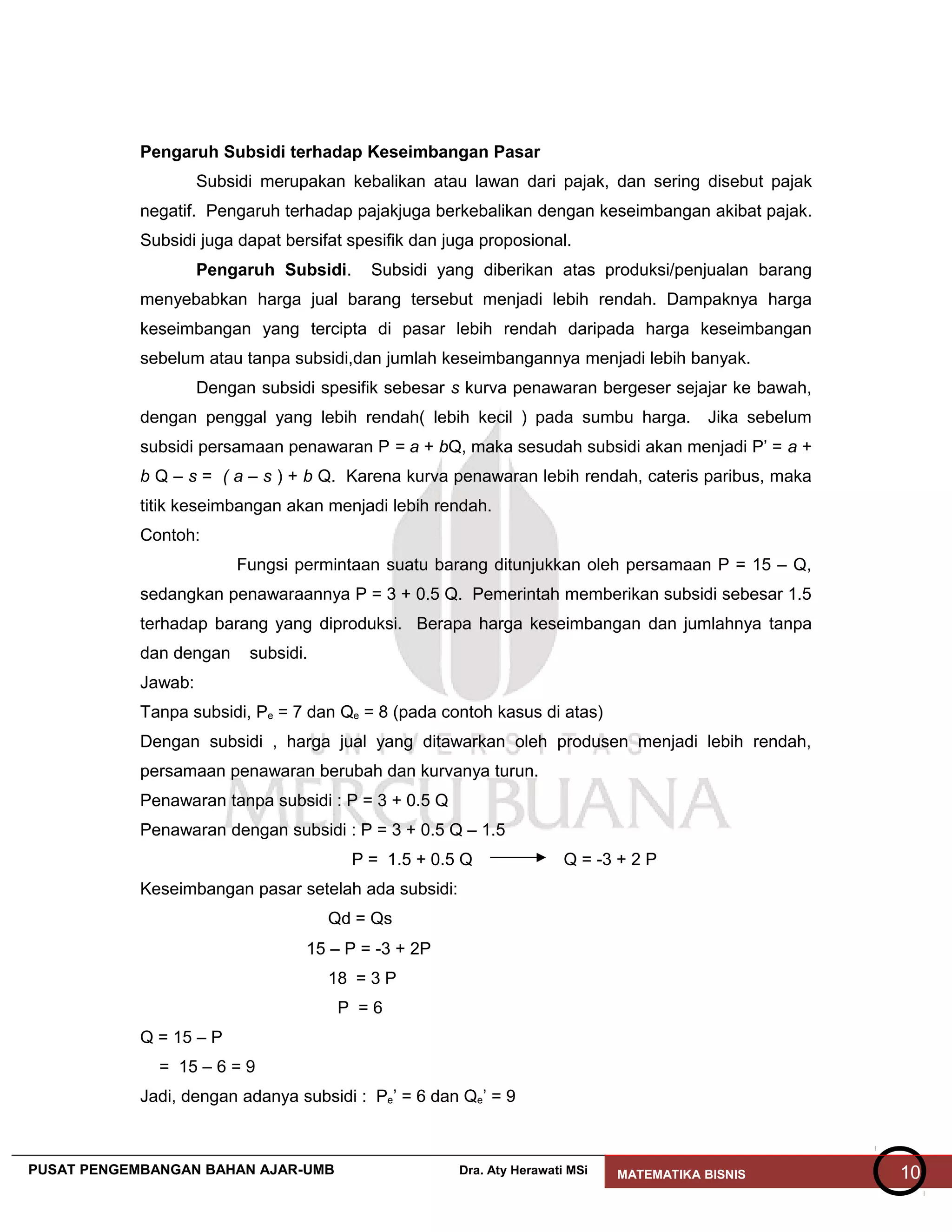 Modul 5 fungsi permintaan, fungsi penawaran dan keseimbangan pasar | DOC
