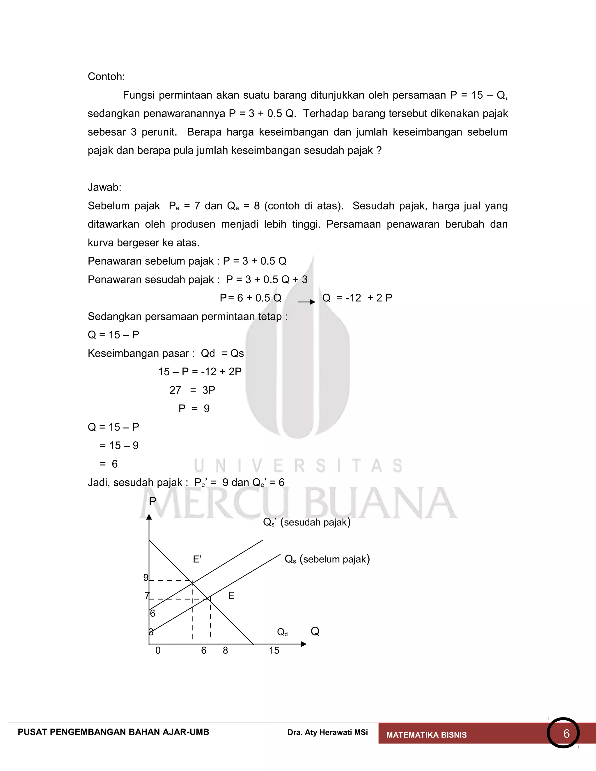Modul 5 fungsi permintaan, fungsi penawaran dan keseimbangan pasar | DOC