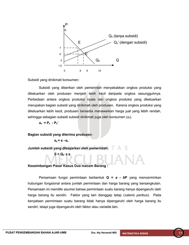 Modul 5 fungsi permintaan, fungsi penawaran dan keseimbangan pasar | DOC