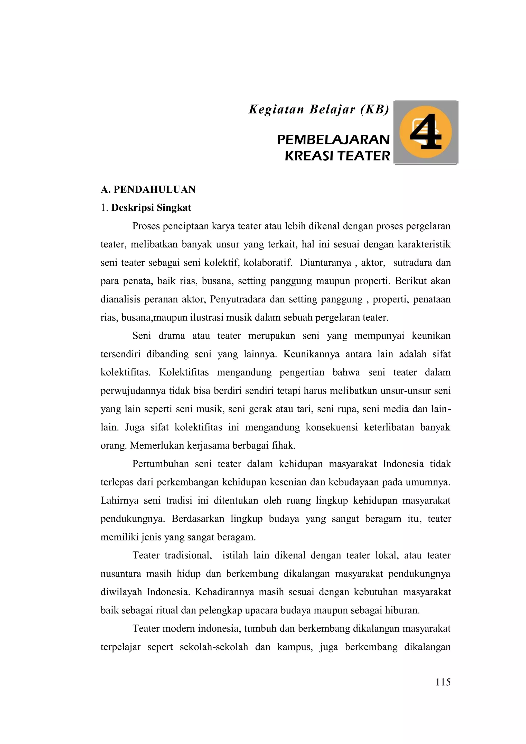 MODUL VI KEGIATAN BELAJAR 4: KREASI TEATER | PDF