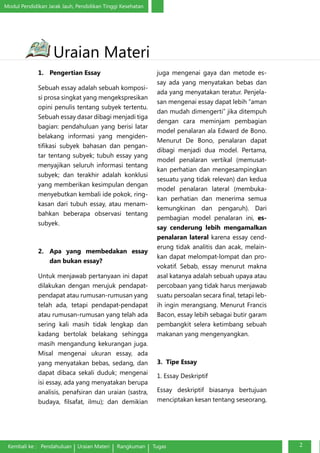 Modul 6 pedoman praktikum essay kb 1. - | PDF