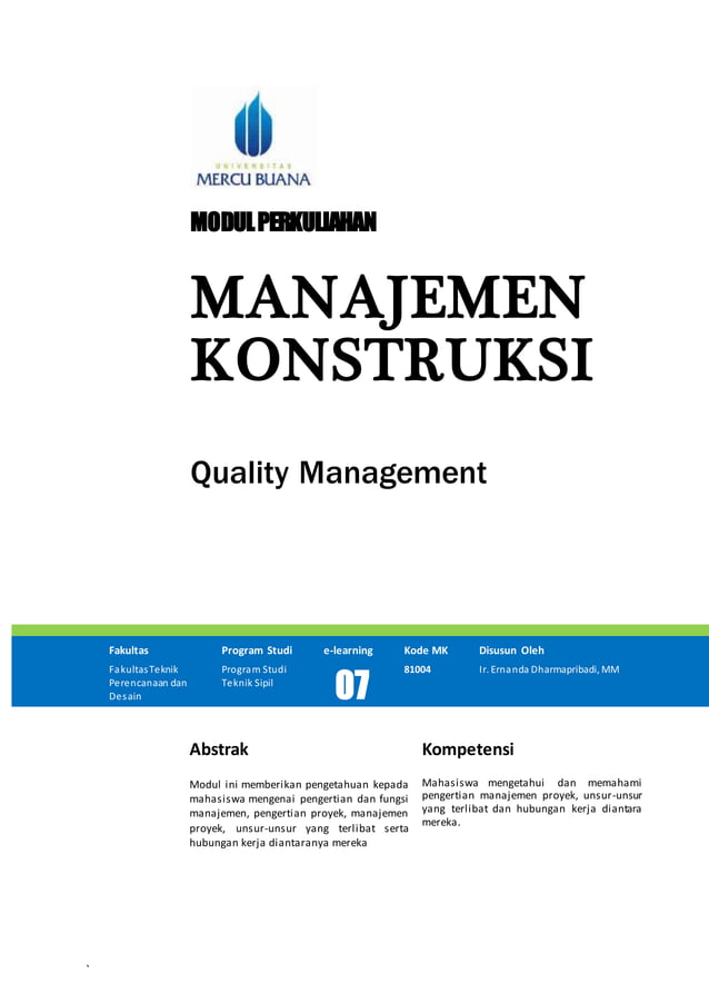 Modul 7 quality management | PDF