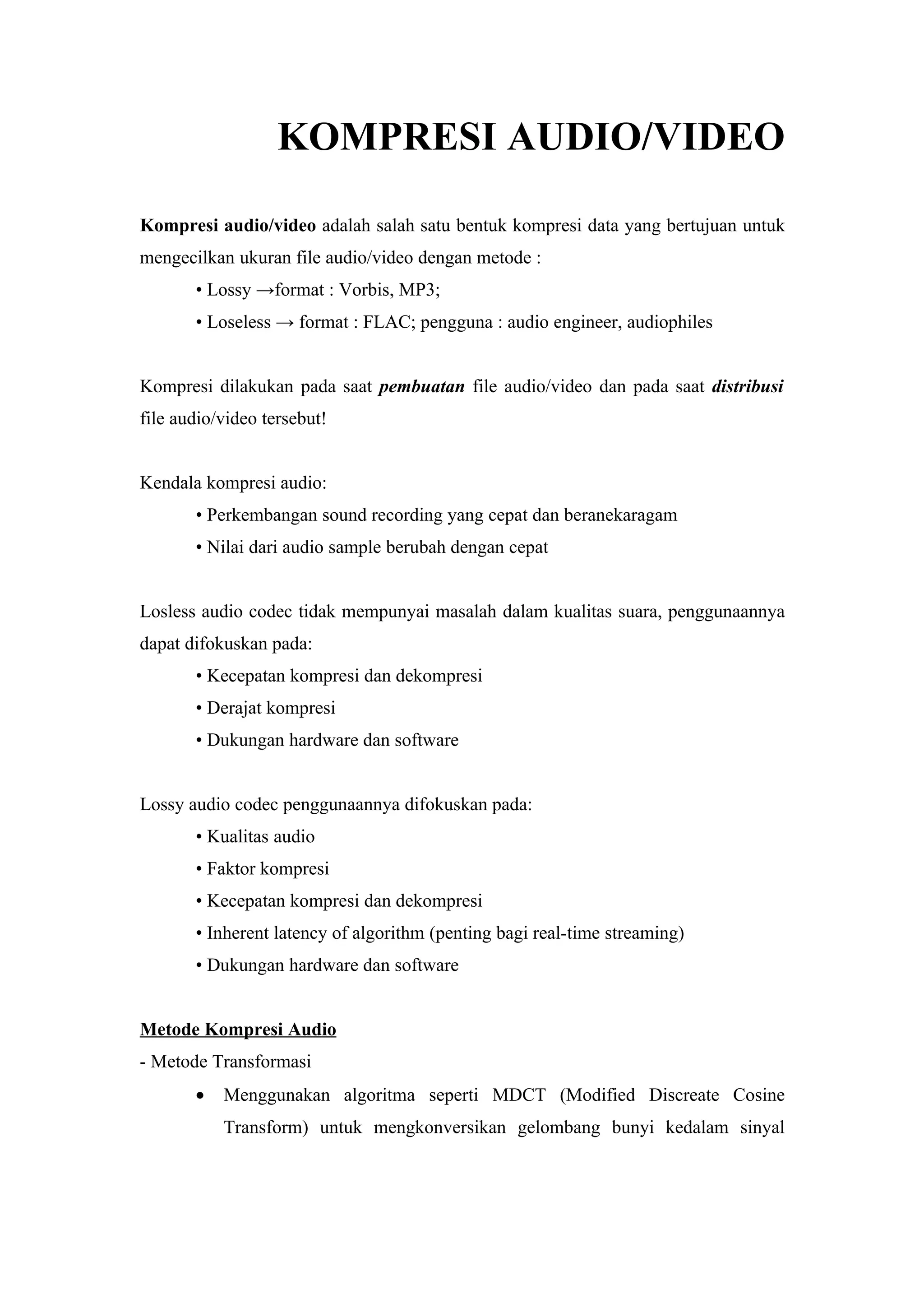 Modul 8 kompresi audio video | DOC