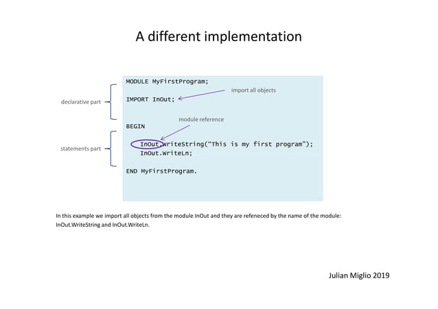 Modula-2 tutorial - 001 - my fisrt program | PPT