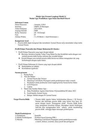 MODUL AJAR PAI ASMAUL HUSNA KELAS 9 .pdf