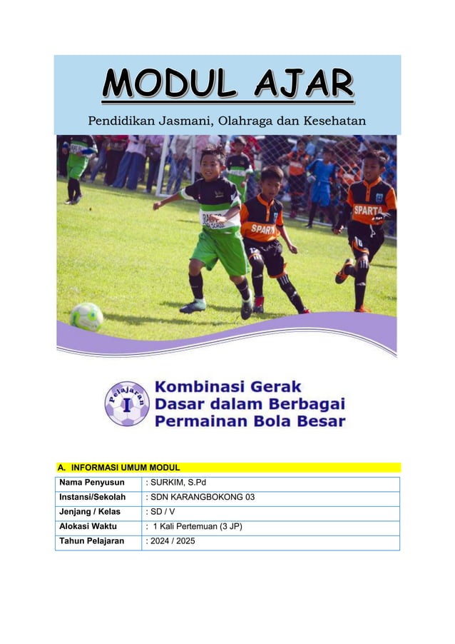 MODUL AJAR.pdf pelajaran PJOK kelas 5 SDN Karangbokong 03 | PDF