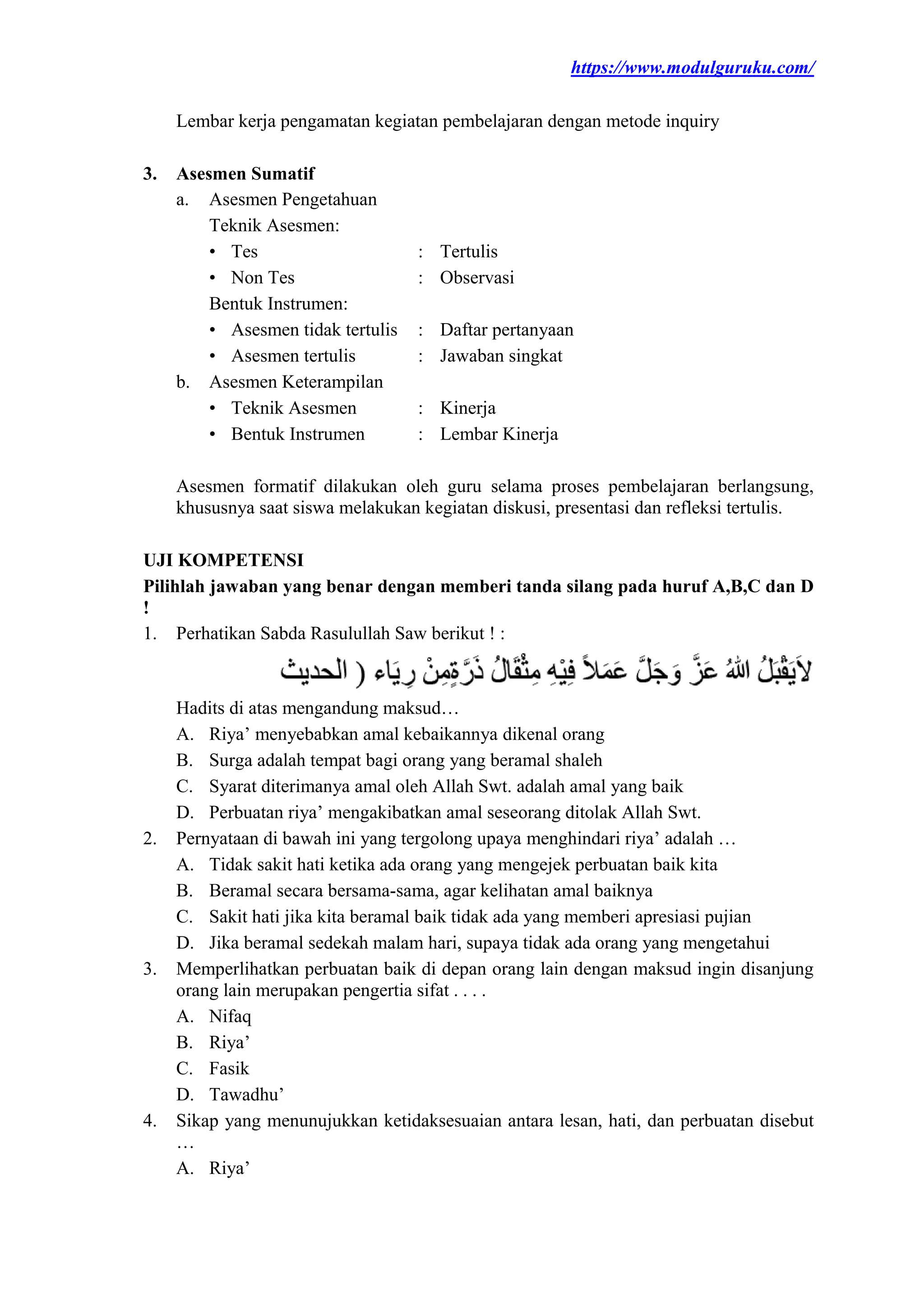 Modul Ajar Akidah Akhlak Kelas 7 Fase D Kurikulum Merdeka | PDF