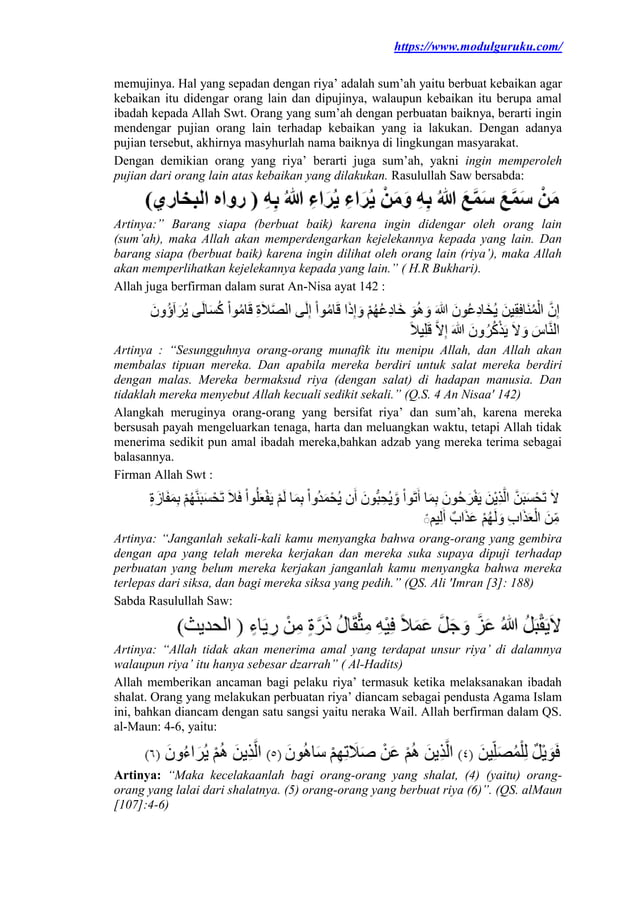 Modul Ajar Akidah Akhlak Kelas 7 Fase D Kurikulum Merdeka | PDF