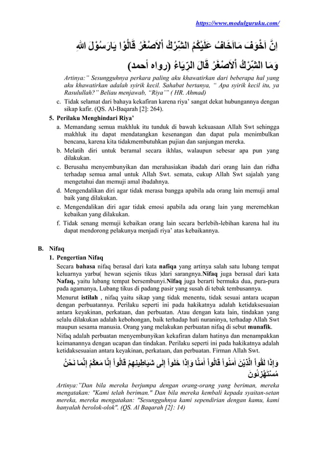 Modul Ajar Akidah Akhlak Kelas 7 Fase D Kurikulum Merdeka | PDF