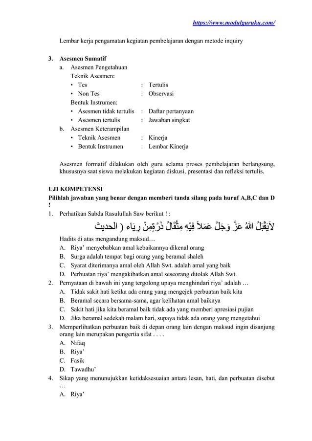 Modul Ajar Akidah Akhlak Kelas 7 Fase D Kurikulum Merdeka | PDF