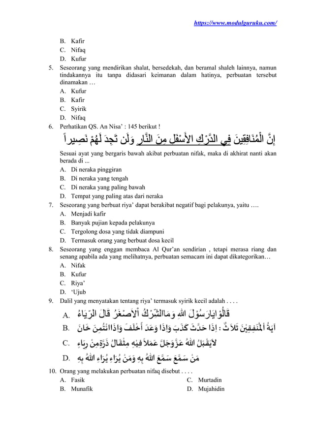 Modul Ajar Akidah Akhlak Kelas 7 Fase D Kurikulum Merdeka | PDF