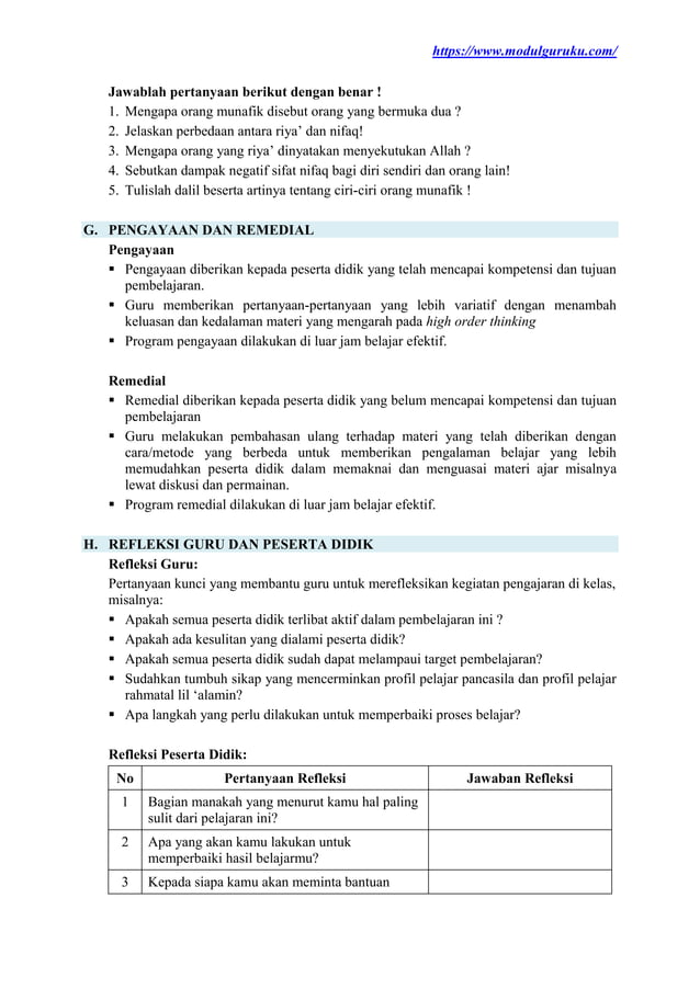 Modul Ajar Akidah Akhlak Kelas 7 Fase D Kurikulum Merdeka | PDF