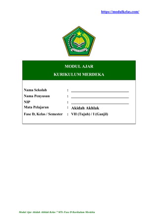 Modul Ajar Akidah Akhlak Kelas 7 MTs Fase D Kurikulum Merdeka | PDF