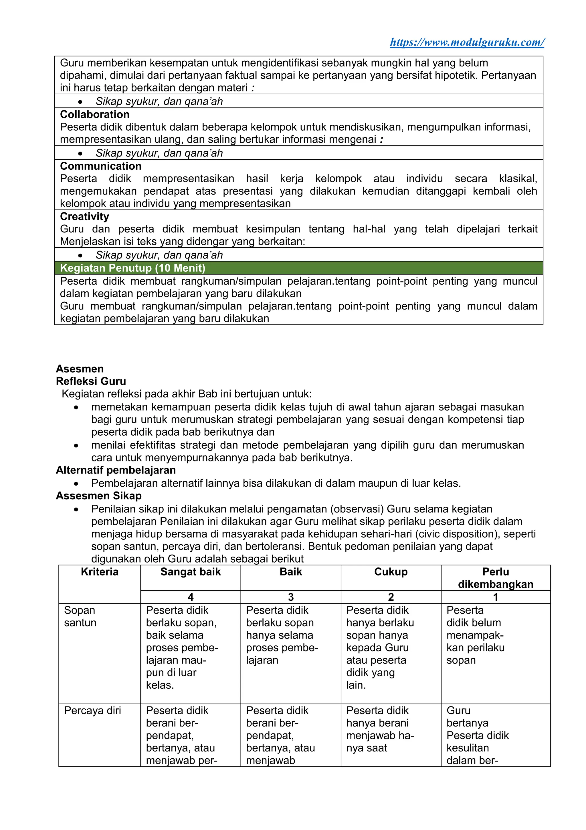 Modul Ajar Akidah Akhlak Kelas 8 Fase D Kurikulum Merdeka | PDF