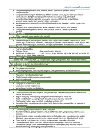 Modul Ajar Akidah Akhlak Kelas 8 Fase D Kurikulum Merdeka | PDF