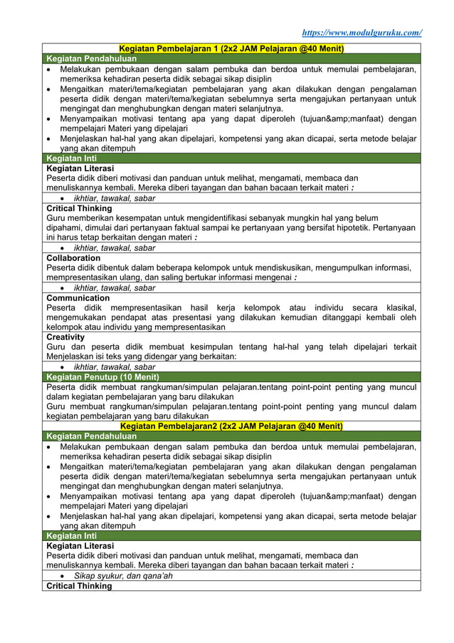 Modul Ajar Akidah Akhlak Kelas 8 Fase D Kurikulum Merdeka | PDF