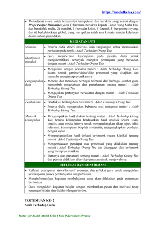 Modul Ajar Akidah Akhlak Kelas 8 MTs Fase D Kurikulum Merdeka | PDF
