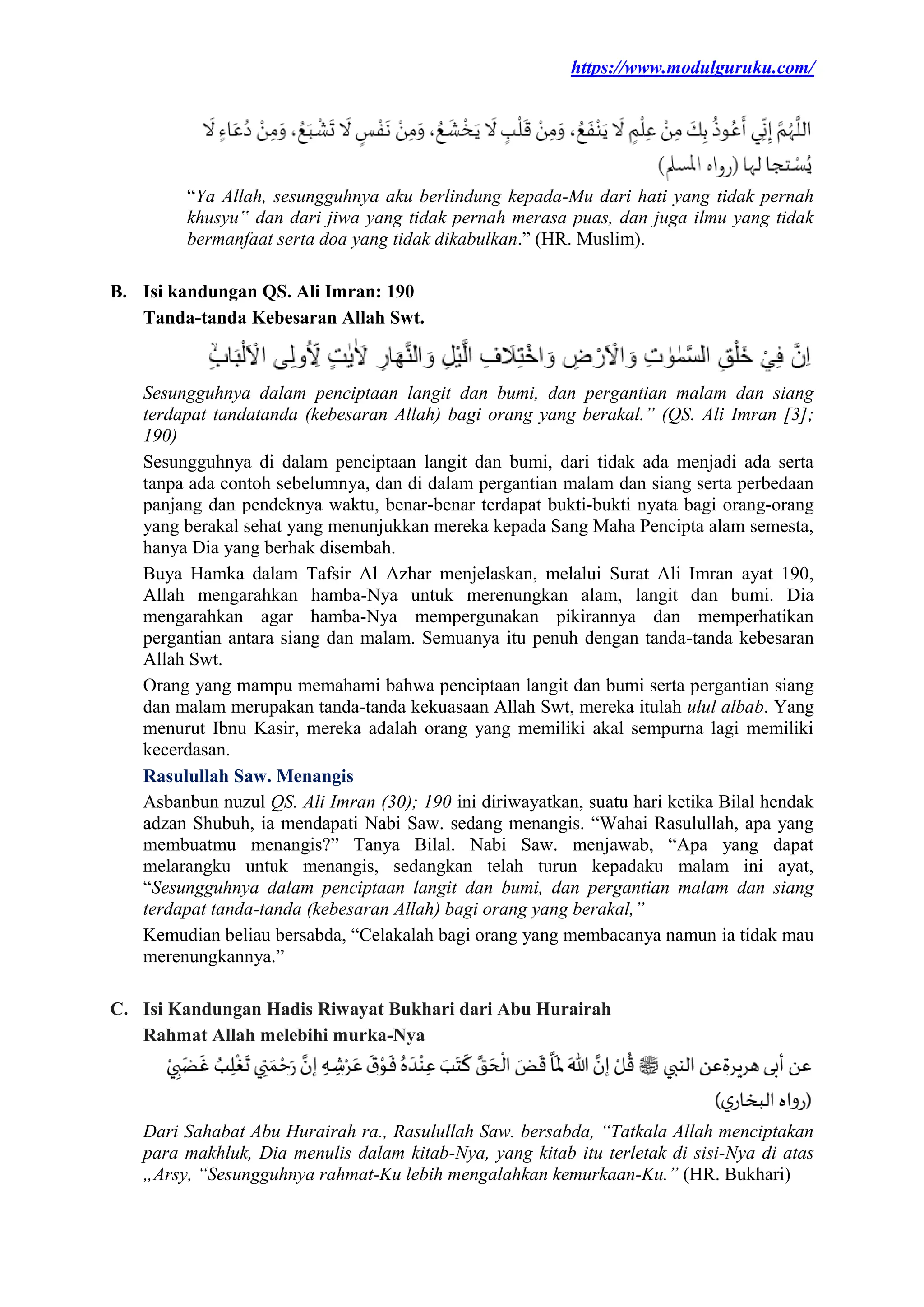 Modul Ajar Al-Qur’an Hadis Kelas 7 Fase D Kurikulum Merdeka | PDF