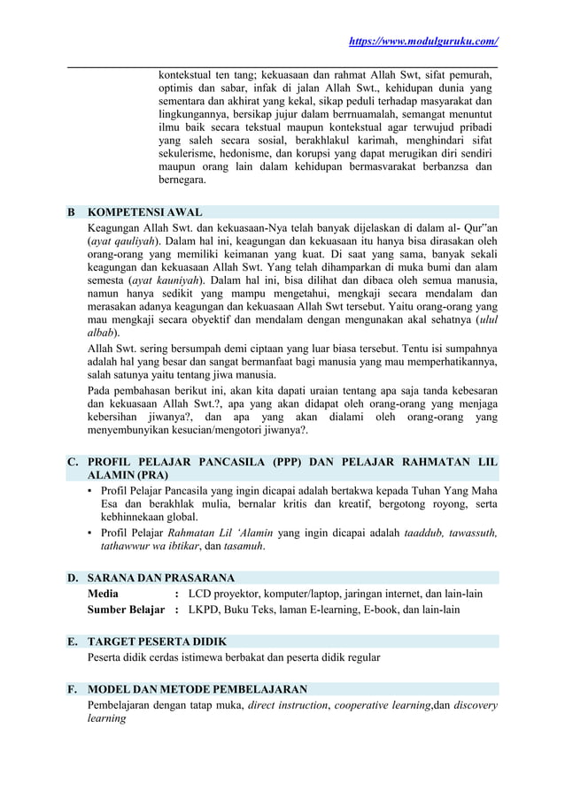 Modul Ajar Al-Qur’an Hadis Kelas 7 Fase D Kurikulum Merdeka | PDF
