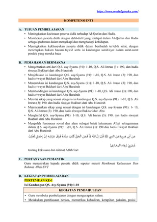 Modul Ajar Al-Qur’an Hadis Kelas 7 Fase D Kurikulum Merdeka | PDF