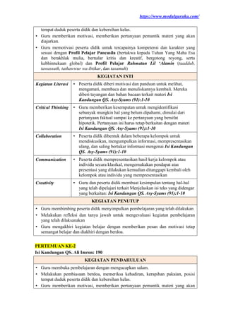 Modul Ajar Al-Qur’an Hadis Kelas 7 Fase D Kurikulum Merdeka | PDF