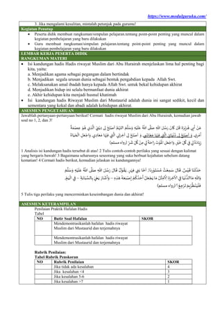 Modul Ajar Al-Qur’an Hadis Kelas 8 Fase D Kurikulum Merdeka | PDF