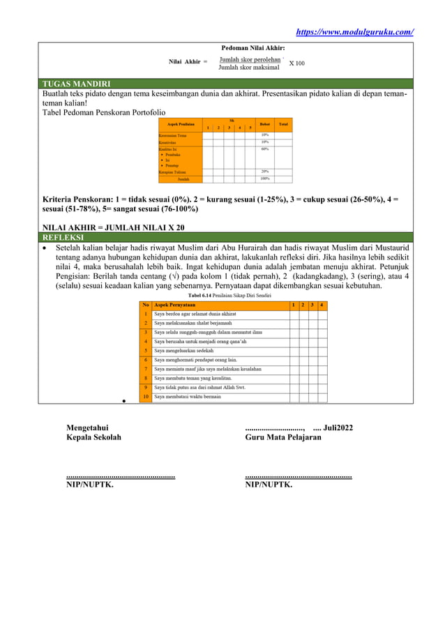 Modul Ajar Al-Qur’an Hadis Kelas 8 Fase D Kurikulum Merdeka | PDF