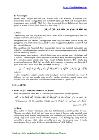 Modul Ajar Al-Qur'an Hadis Kelas 8 MTs Fase D Kurikulum Merdeka | PDF