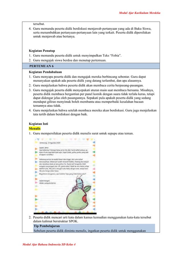 Modul Ajar Bahasa Indonesia Kelas IV (Empat) | PDF